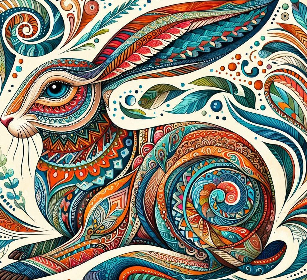 Hare Folk Art Cross Stitch Pattern, PDF Instant Download, Full Coverage ...