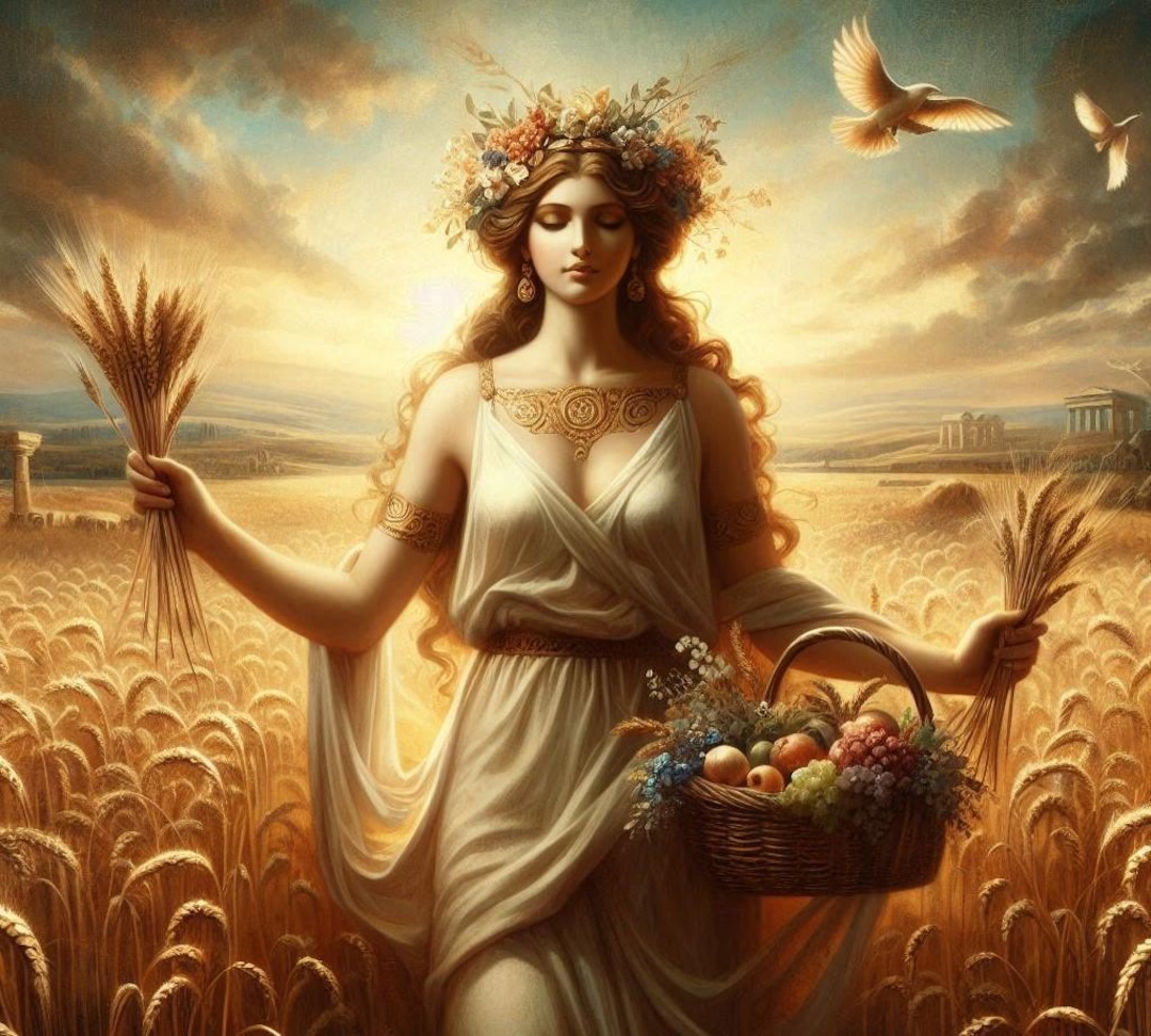 Demeter Greek Goddess of the Harvest, Agriculture and the Fertility of the Earth Cross Stitch ...