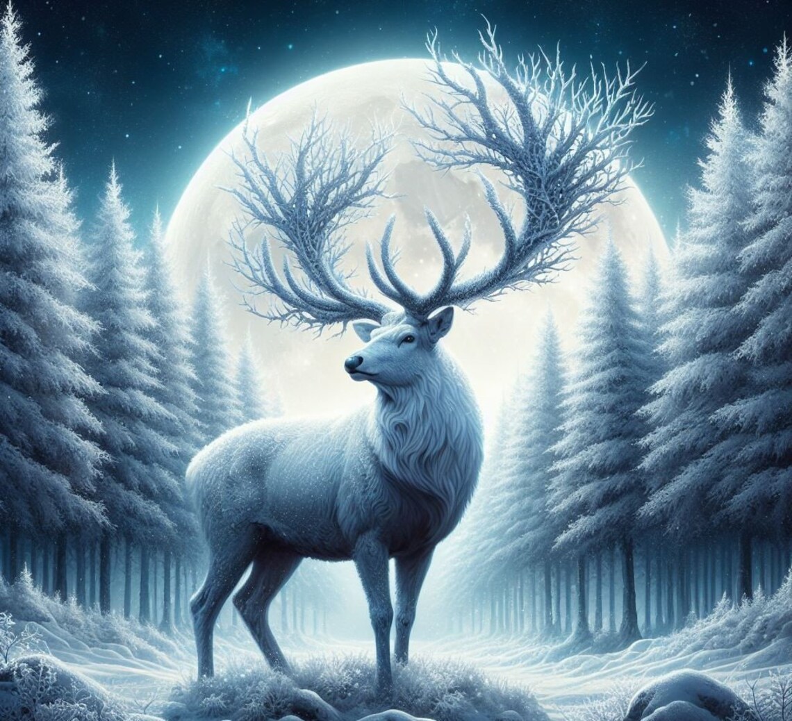Winter Stag Cross Stitch Pattern, PDF Instant Download, Full Coverage ...