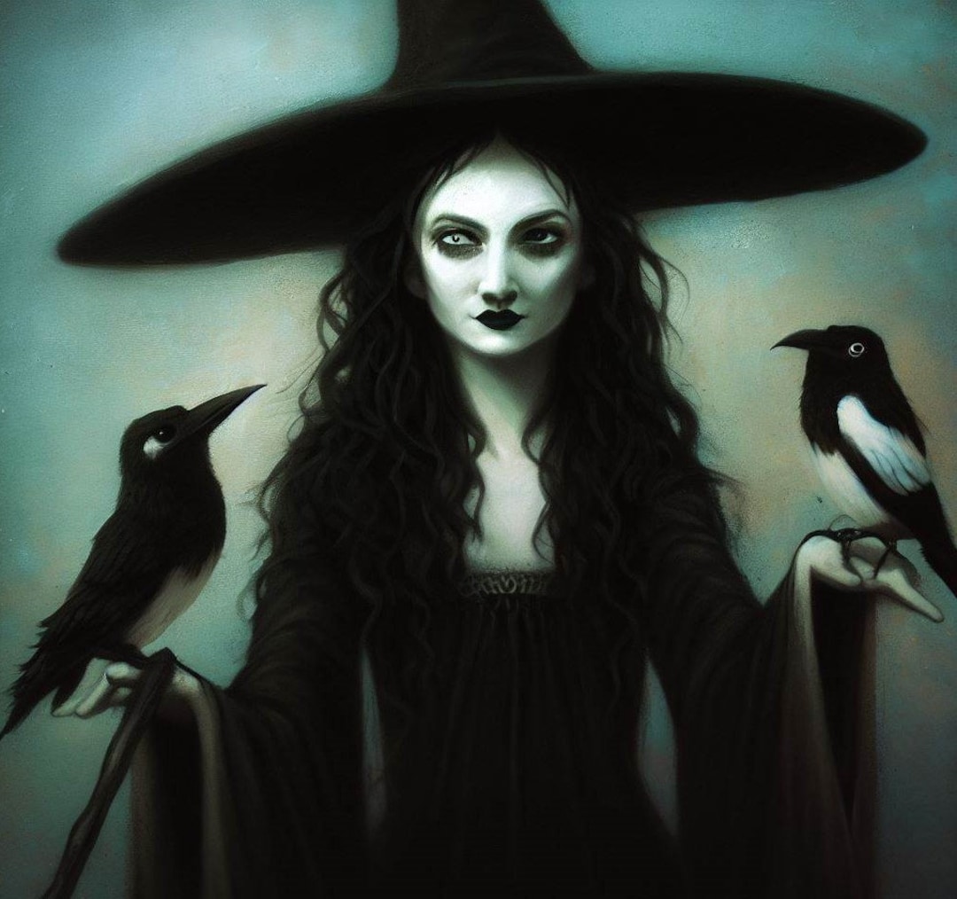 Magpie Witch Cross Stitch Pattern, PDF Instant Download, Spell Bird ...