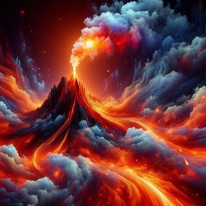 Volcano Cross Stitch Pattern, PDF Instant Download, Full Coverage, Fire ...