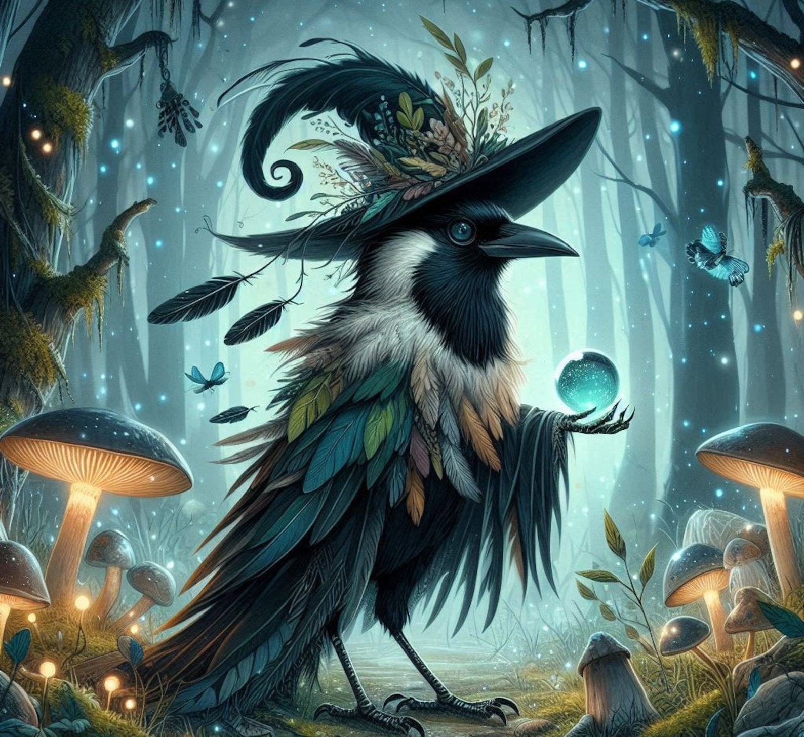 Magpie Witch in the Woods Cross Stitch Pattern, PDF Instant Download ...
