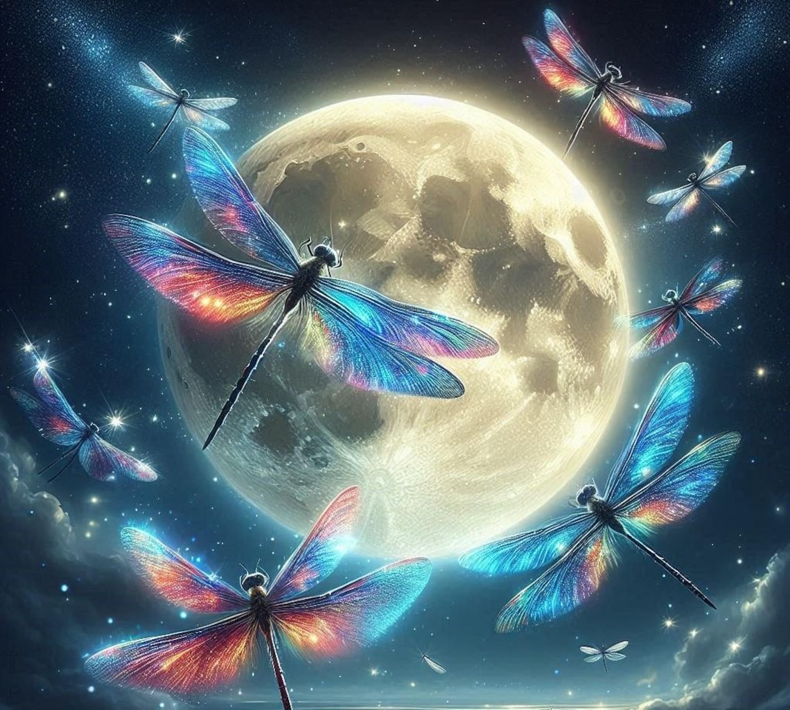 Dragonflies in the Moonlight Cross Stitch Pattern, PDF Instant Download ...