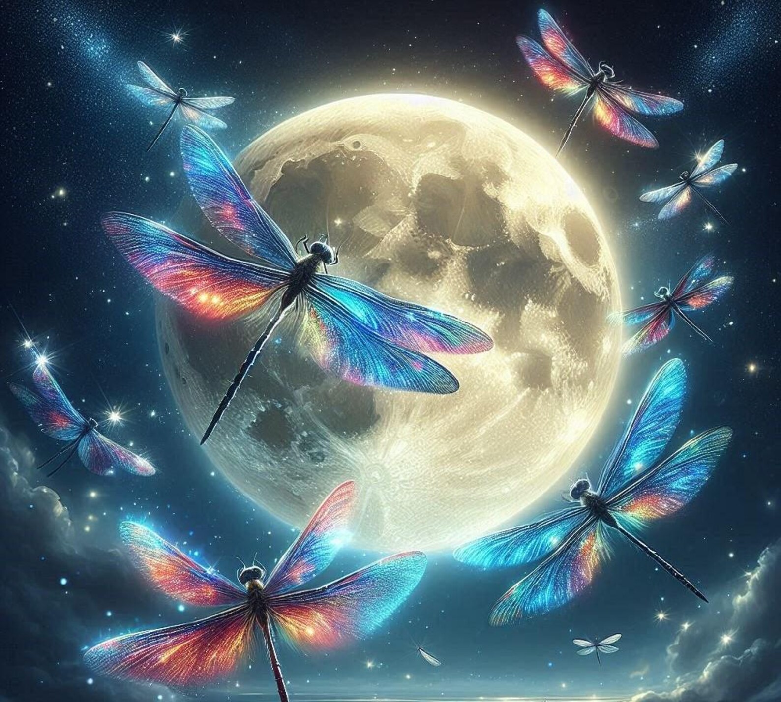 Dragonflies in the Moonlight Cross Stitch Pattern, PDF Instant Download ...