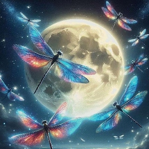 Dragonflies in the Moonlight Cross Stitch Pattern, PDF Instant Download ...