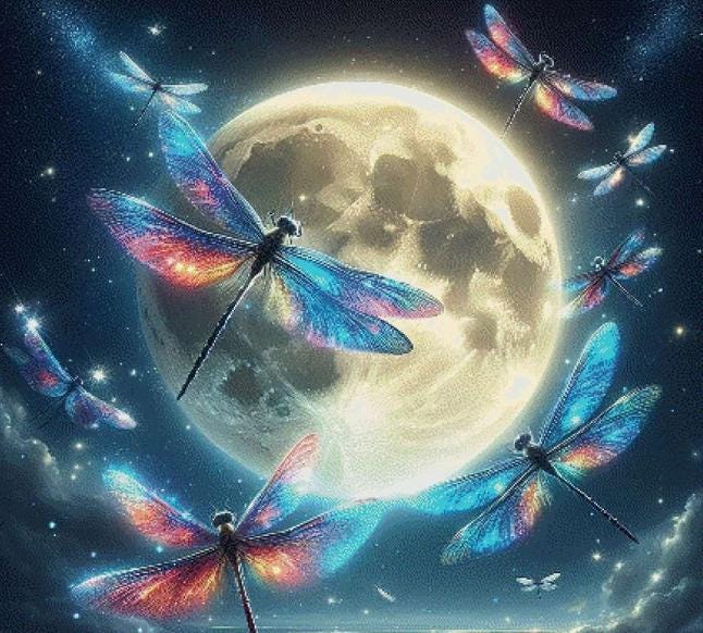 Dragonflies in the Moonlight Cross Stitch Pattern, PDF Instant Download ...