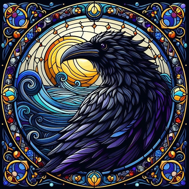 Stained Glass Raven - Etsy