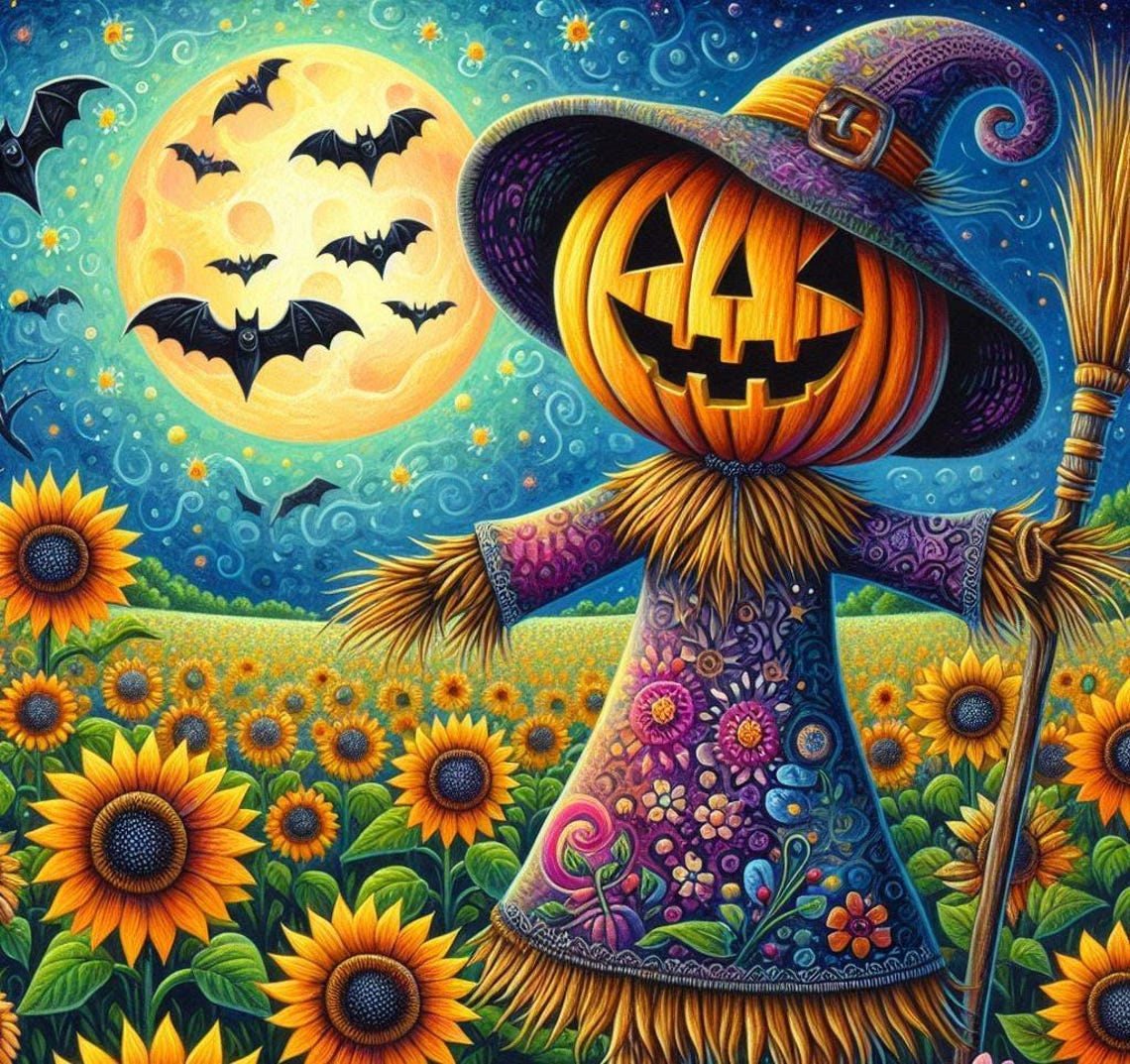 Scarecrow Witch Folk Art Cross Stitch Pattern, PDF Instant Download ...