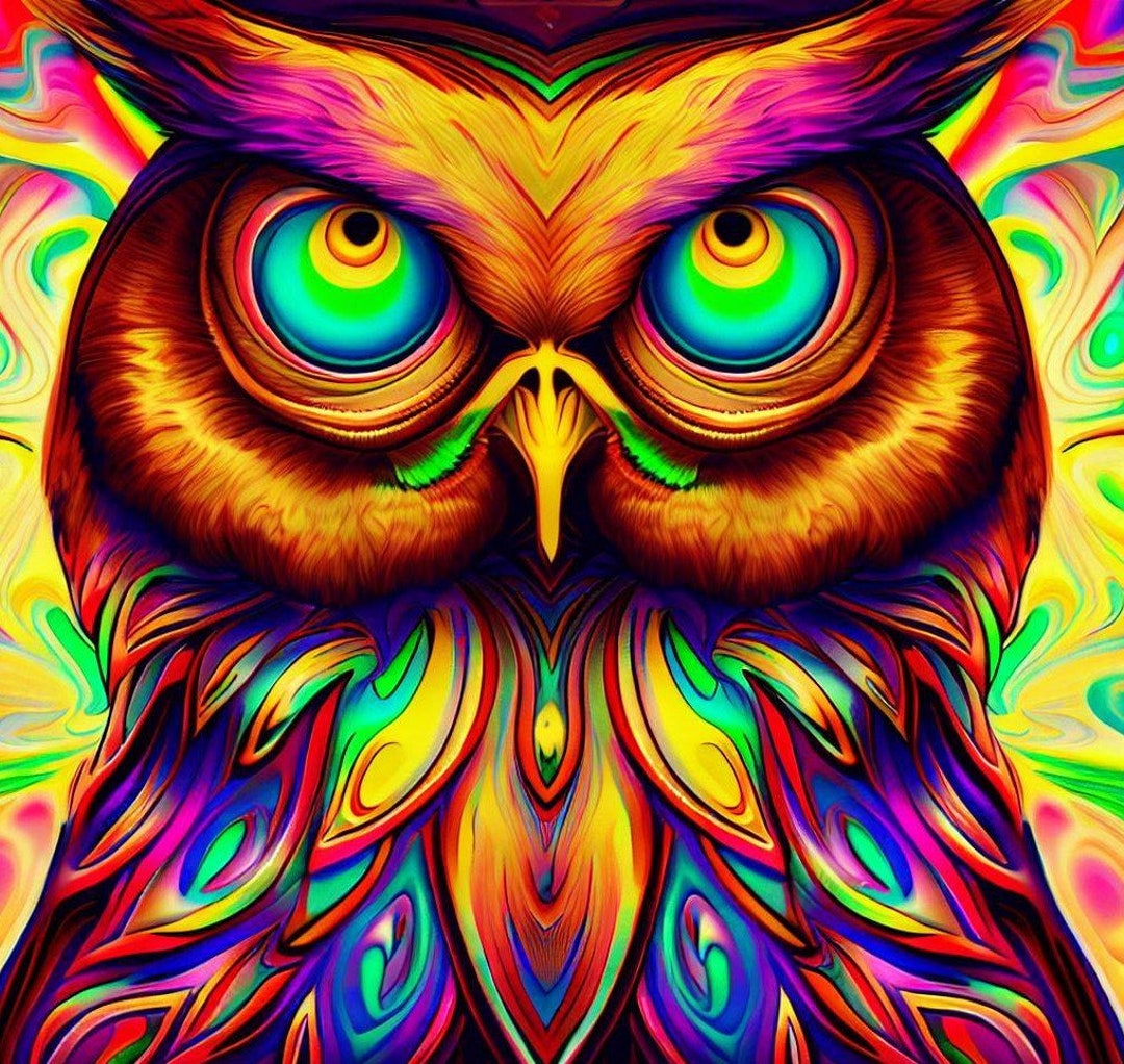Psychedelic Owl Cross Stitch Pattern, PDF Instant Download, Bird ...