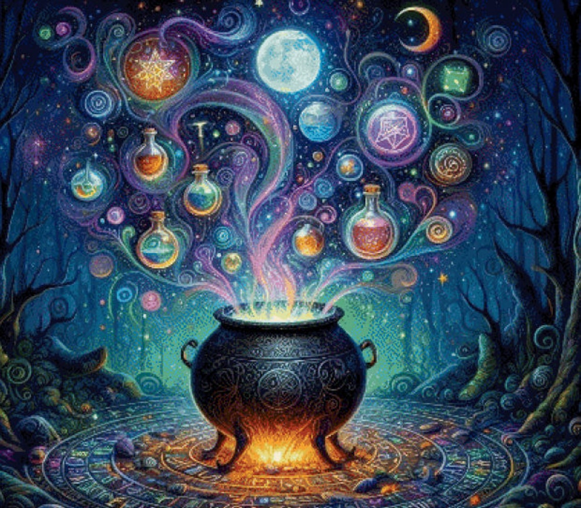 Magic Cauldron Cross Stitch Pattern, PDF Instant Download, Full ...