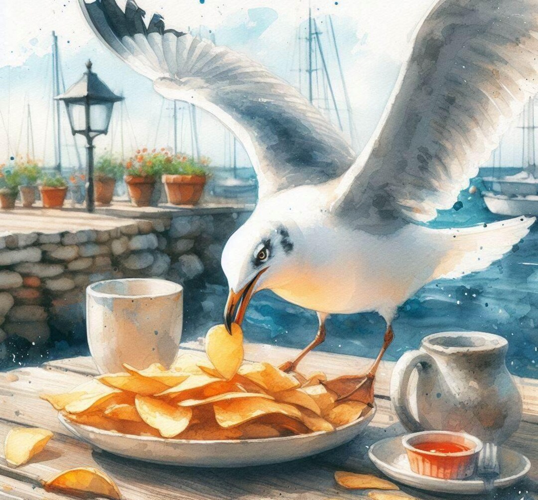 Seagull Stealing Crisps Cross Stitch Pattern, PDF Instant Download ...