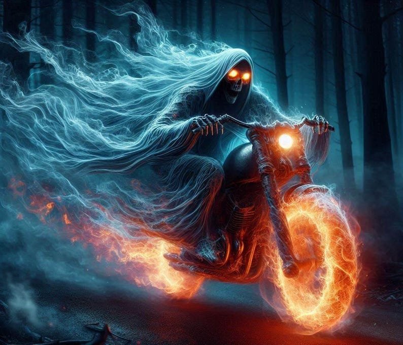 Ghost Motorbike Rider Cross Stitch Pattern, PDF Instant Download, Full ...