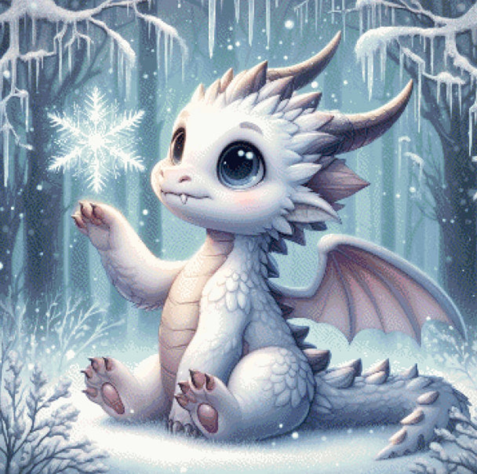 Winter Baby Dragon Cross Stitch Pattern, PDF Instant Download, Snow ...