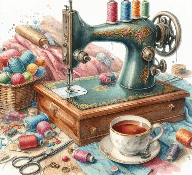 Vintage Sewing Machine Cross Stitch Pattern, PDF Instant Download, Full ...