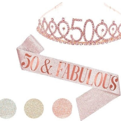 50th Birthday Sash and Tiara for Women 50 & Fabulous Birthday - Etsy