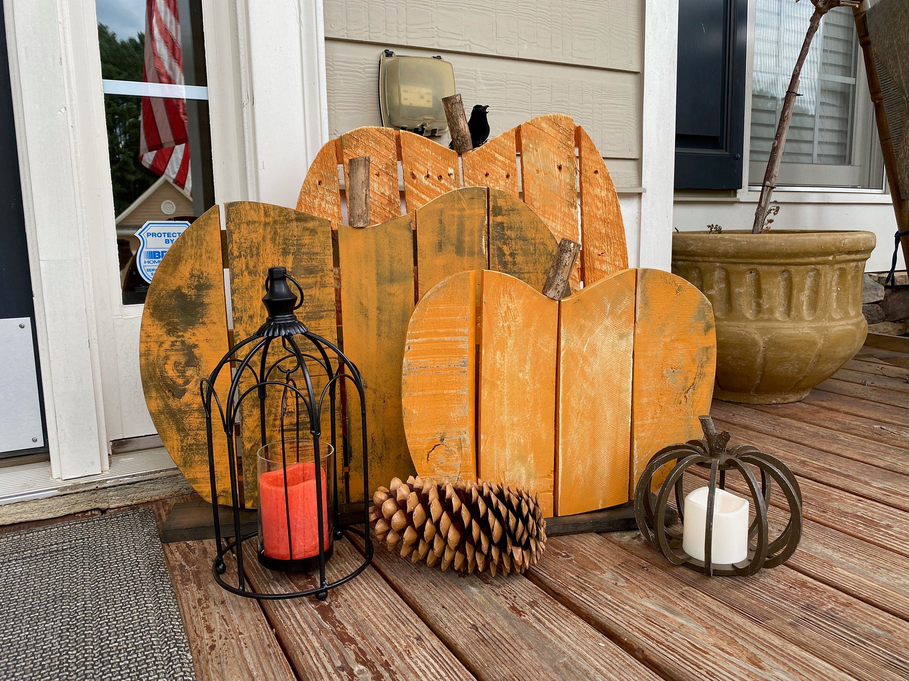 Orange Pallet Wood Pumpkins! Rustic Fall Porch Decor. Outdoor & Indoor ...