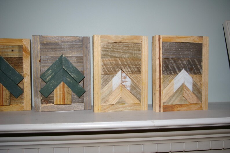 Pallet Wood Rustic Mountain Trees Wooden Wall Art! Office Desk Decor ...