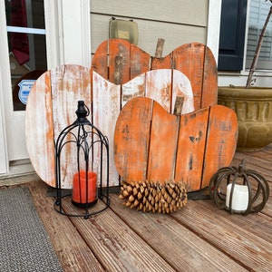 Orange Pallet Wood Pumpkins! Rustic Fall Porch Decor. Outdoor & Indoor ...