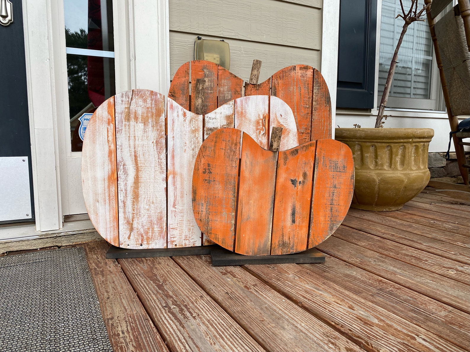 Orange Pallet Wood Pumpkins! Rustic Fall Porch Decor. Outdoor & Indoor ...