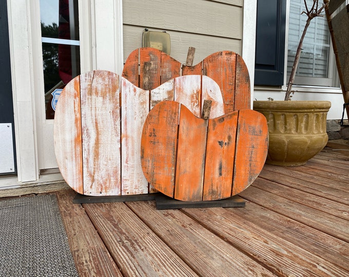 Orange Peel Solid Wood Fall Pumpkin, Hand-made Fall Wooden Pumpkin ...