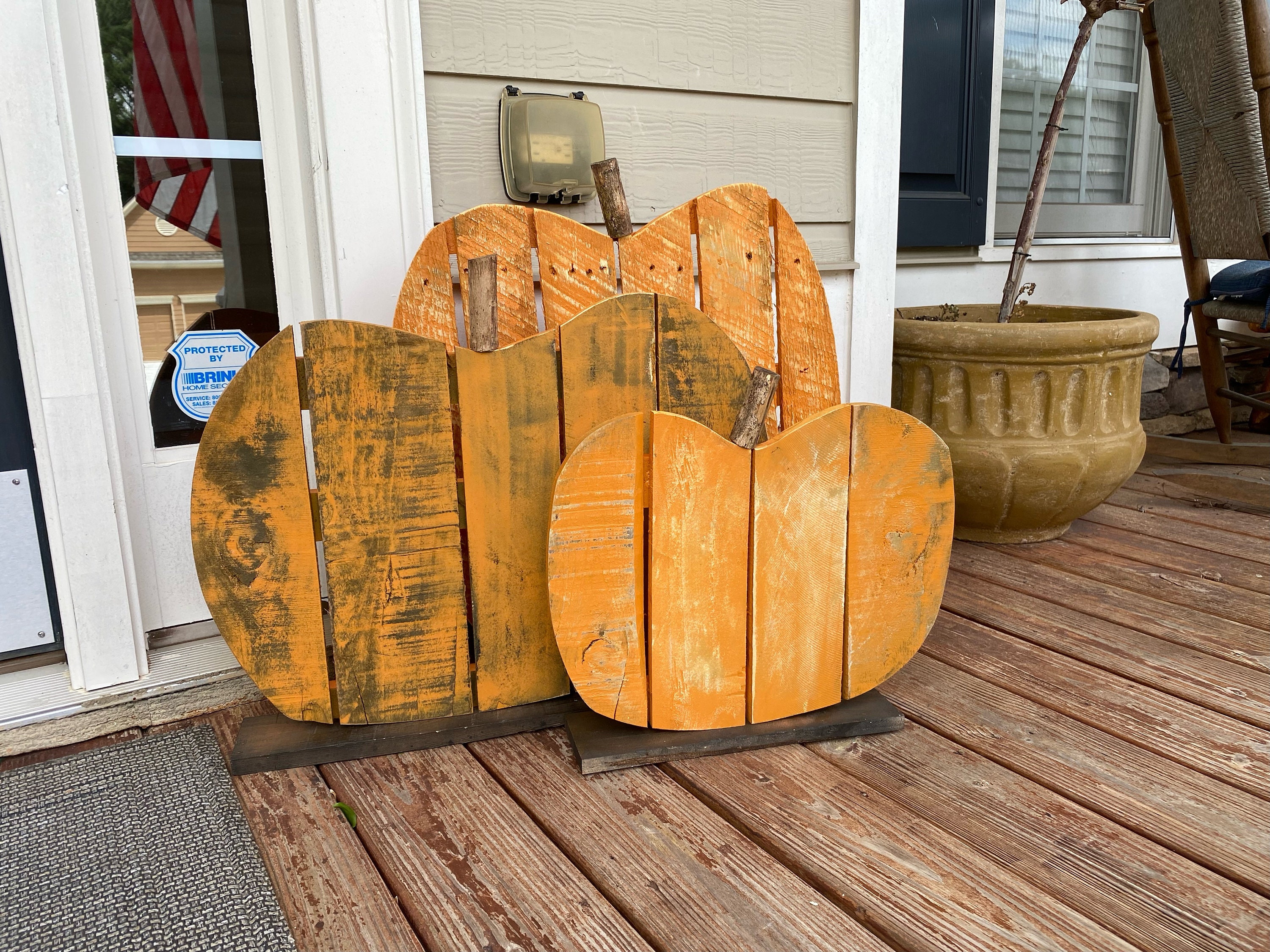 Orange Pallet Wood Pumpkins! Rustic Fall Porch Decor. Outdoor & Indoor ...