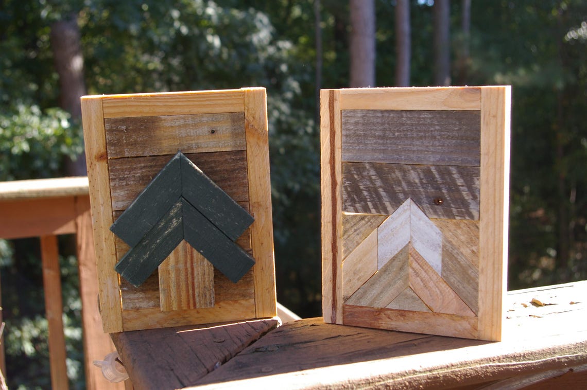 Pallet Wood Rustic Mountain Trees Wooden Wall Art! Office Desk Decor ...