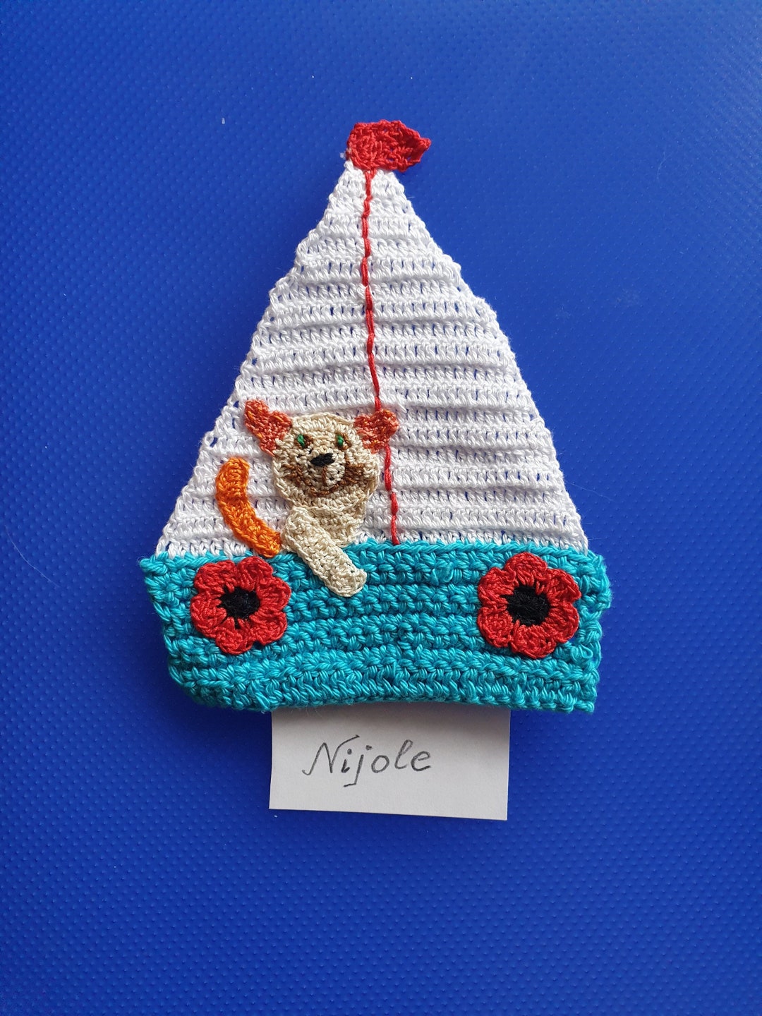 Boat Applique, Crochet Boat Applique, Sailboat, Patch, Crochet Applique ...