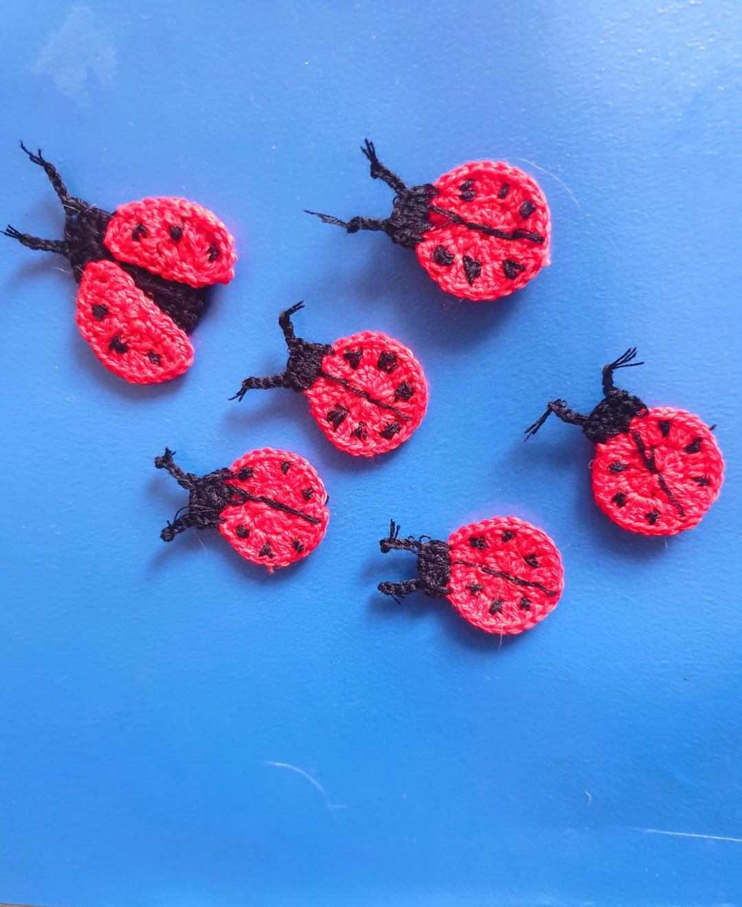 Ladybugs Applique Set of 6 Cotton Crochet - Etsy