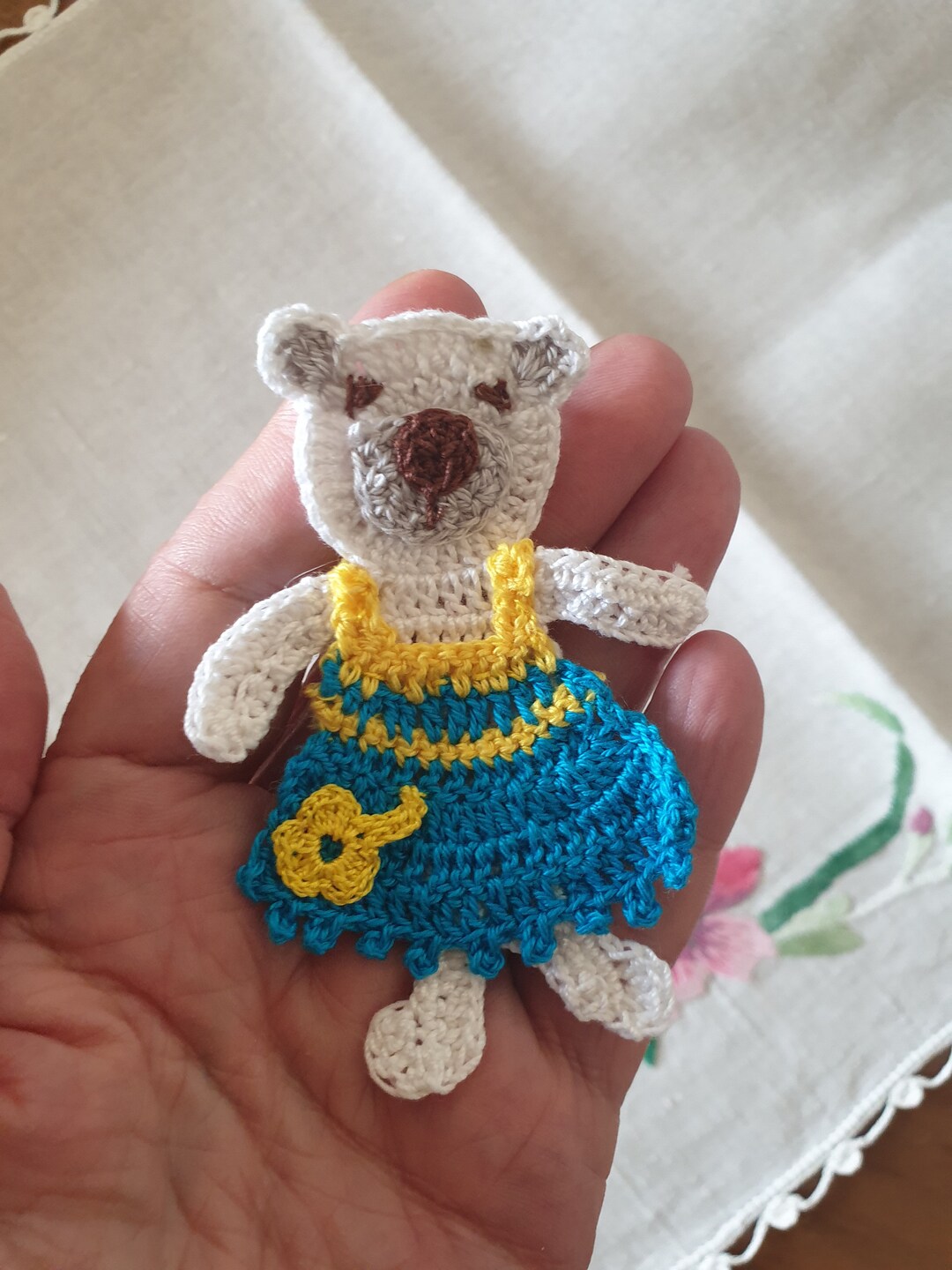 Crochet Animals Applique, Baby Girl Bear Applique, Crochet Bear ...
