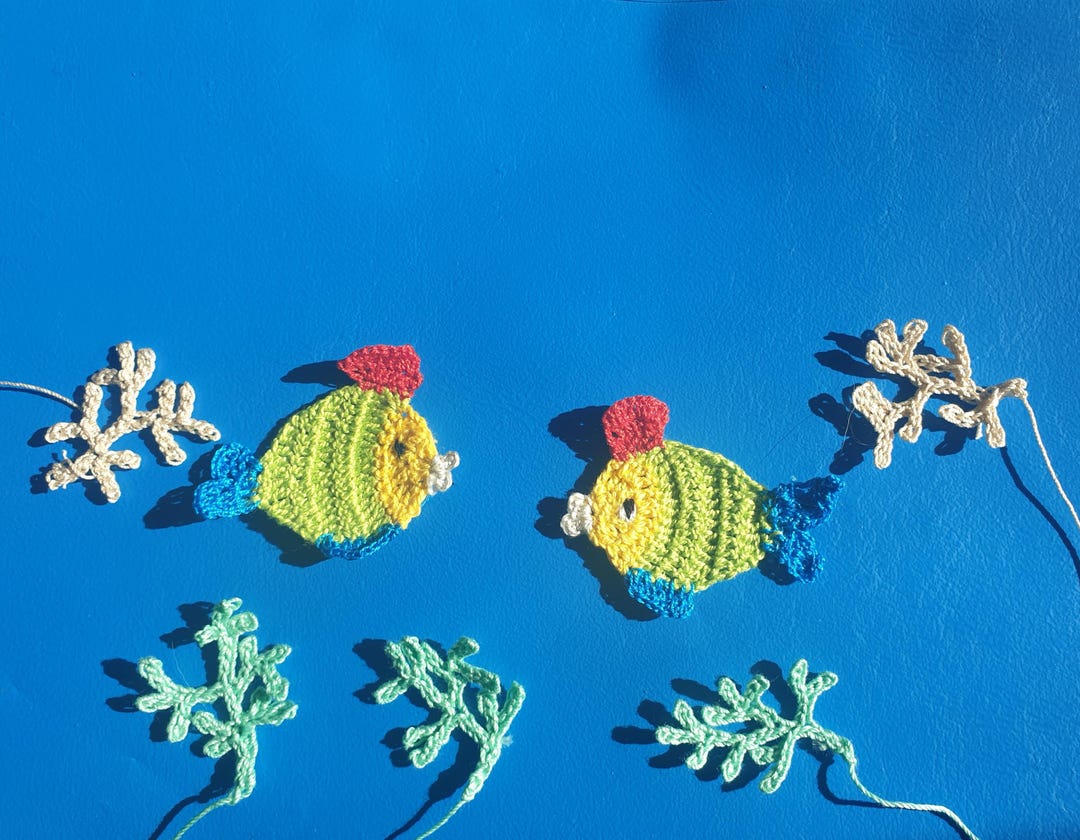 Crochet Fishes and Corals, Crochet Sea Motif, Ocean Life - Etsy
