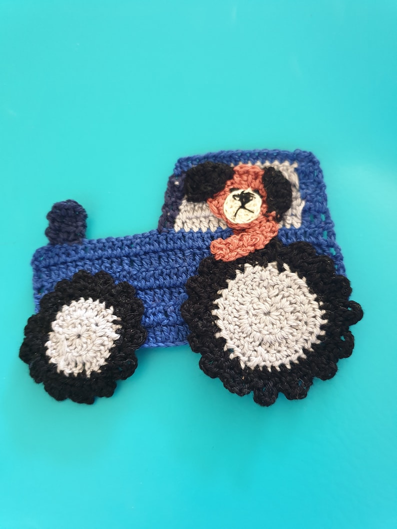 Crochet Tractor Applique Tractor With Dog Crochet Animals - Etsy