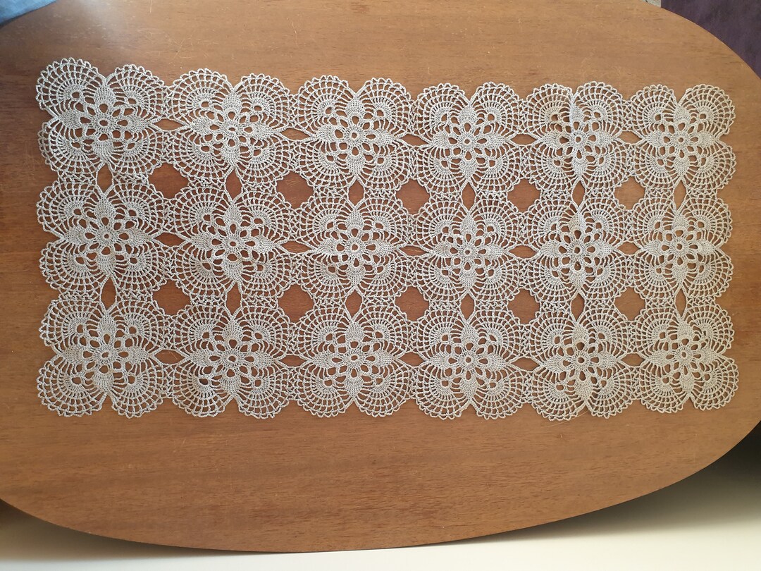 Linen Grey Color Crochet Runner, Crochet Doily, Lace Crochet Doily ...