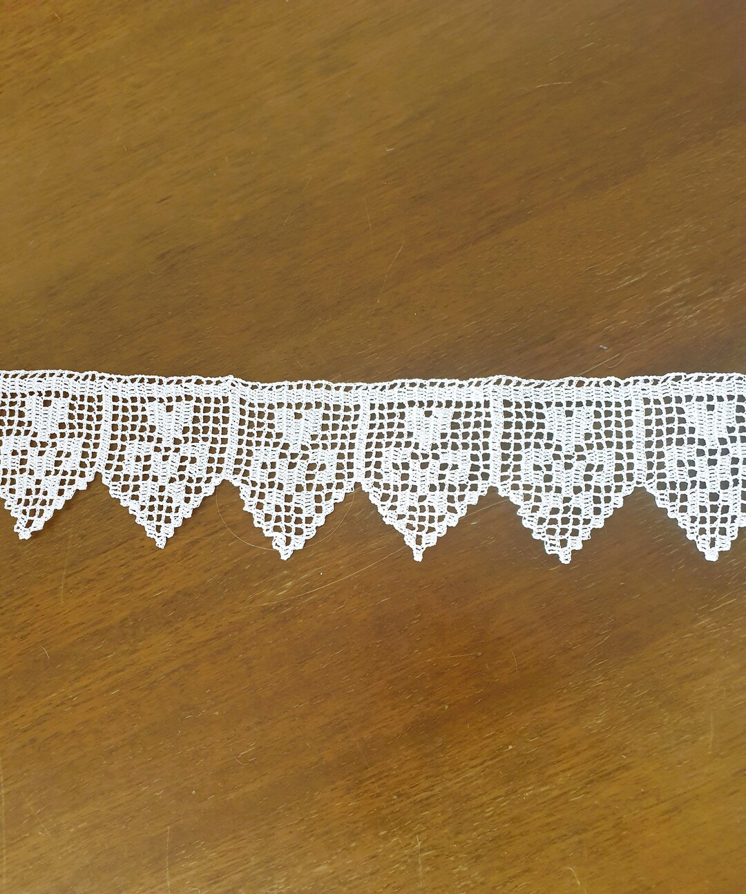 44 Inch White Crochet Lace Trim, Shelf Trim, Crochet Trim Handmade ...