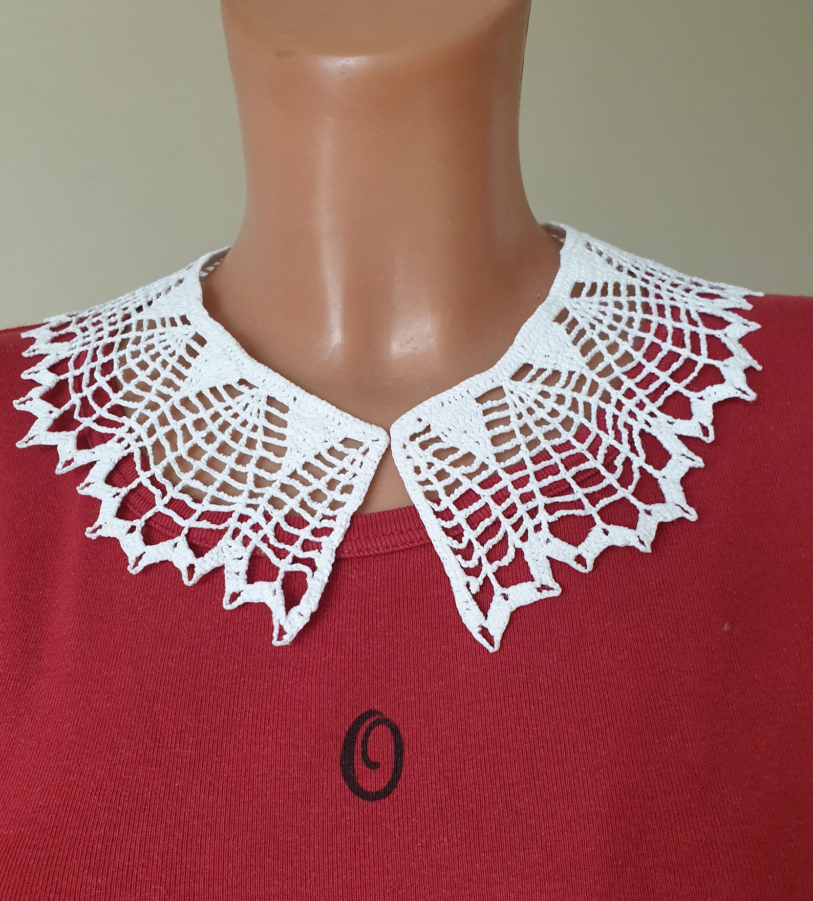 Handmade Crochet Collar, White Lace Collar, Collar for Woman, Cotton ...
