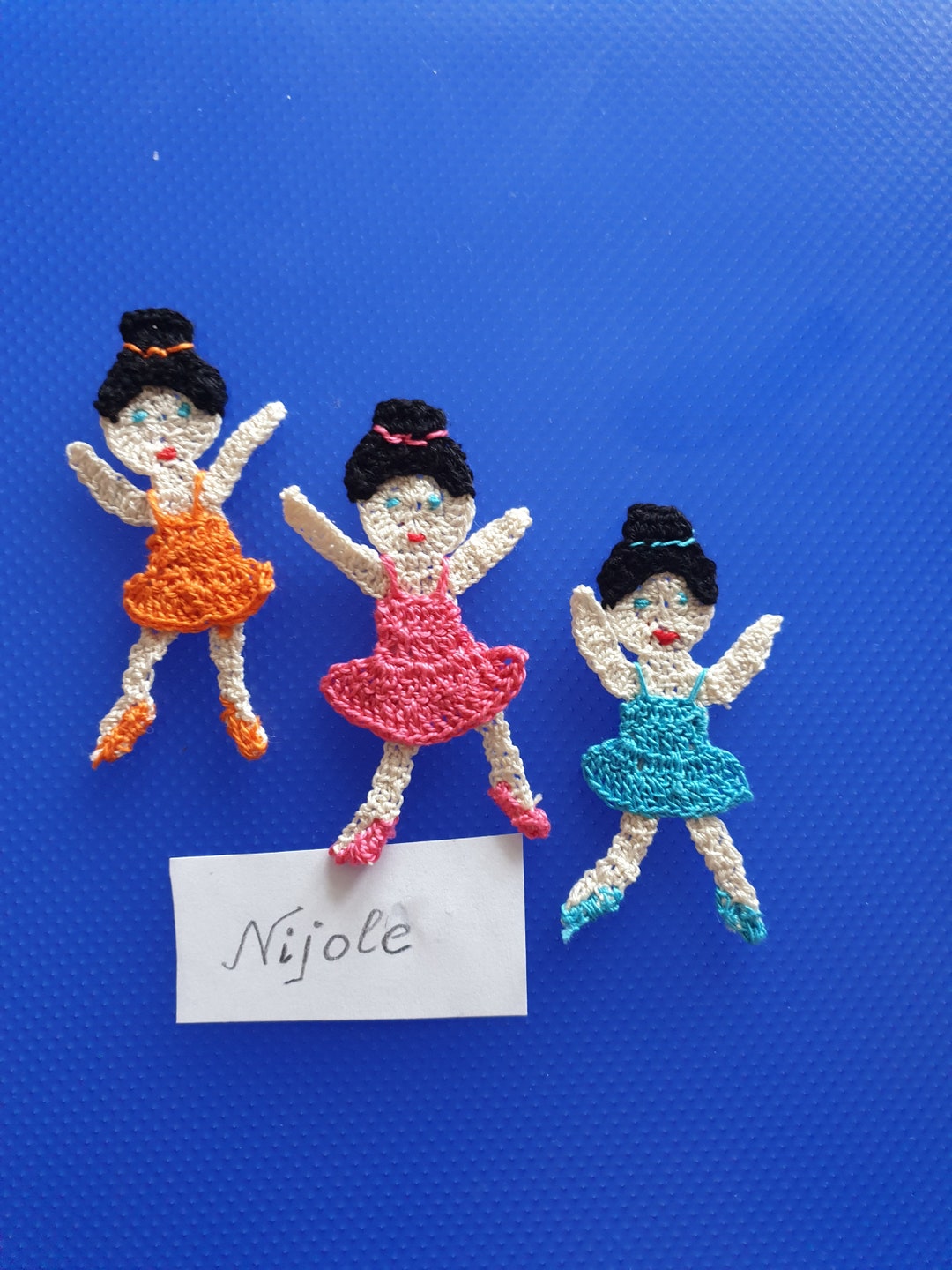Ballerina Applique, Crochet Ballerina, Balerina in Blue or Pink, or ...