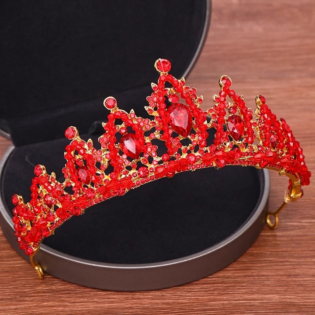Red Crown Gothic Headdress Gorgeous Queen Crown Red Crystal Vampire ...