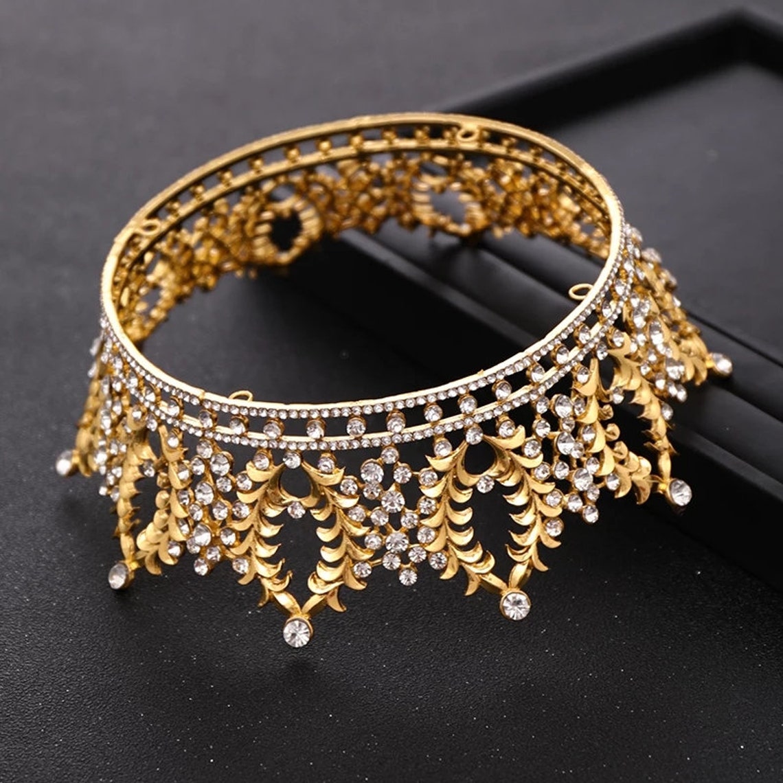Handmade Vintage Round Large Crown Tiara for Wedding Hair - Etsy