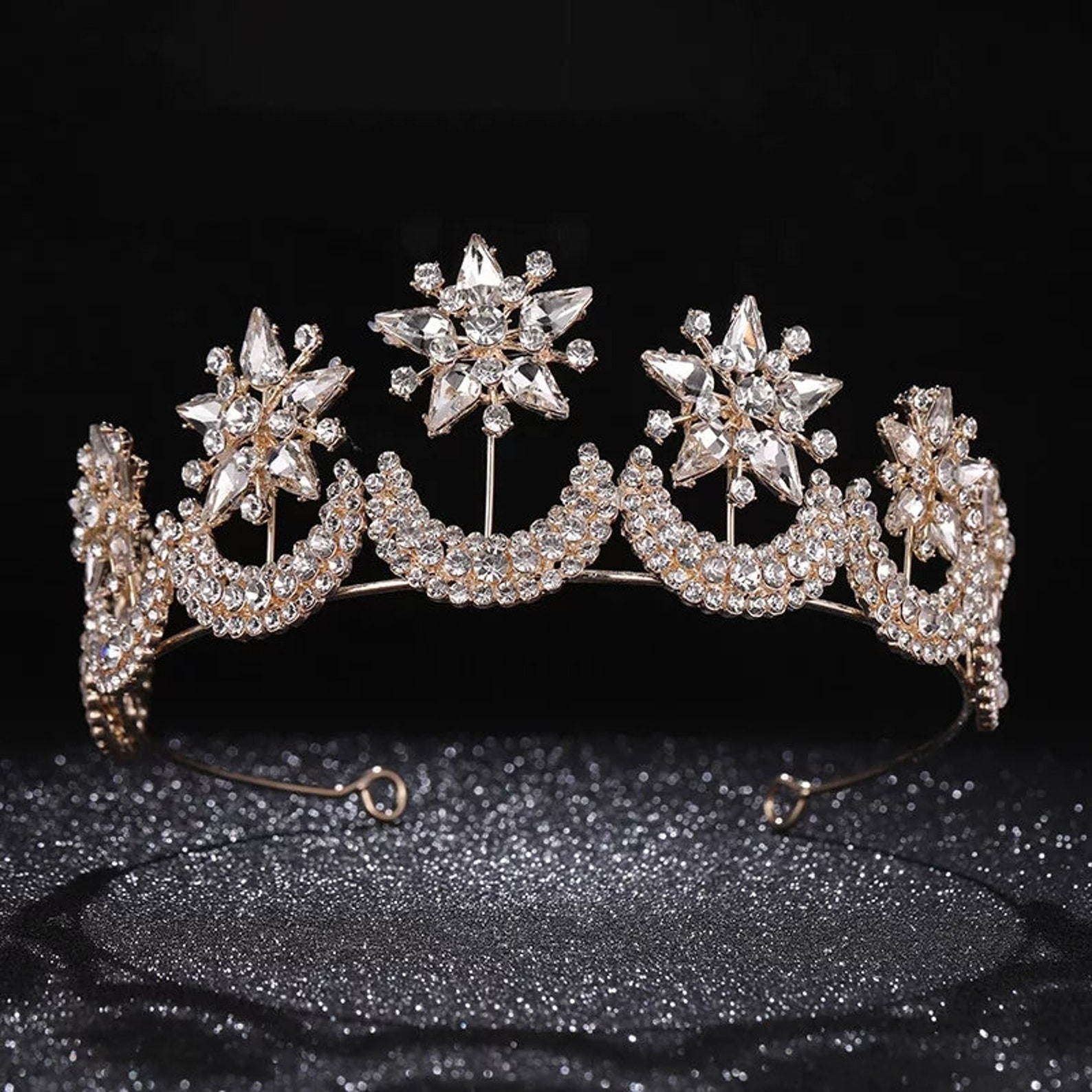 Vintage Baroque Round Crown Bridal Wedding Hair Accessories - Etsy