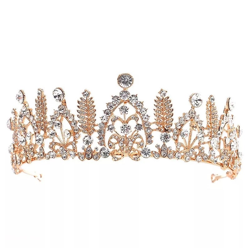 Rose Gold Floral Tiarabotanical Bridal Tiara Rhinestone - Etsy