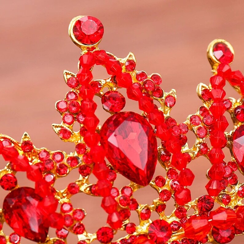 Red Crown Gothic Headdress Gorgeous Queen Crown Red Crystal - Etsy