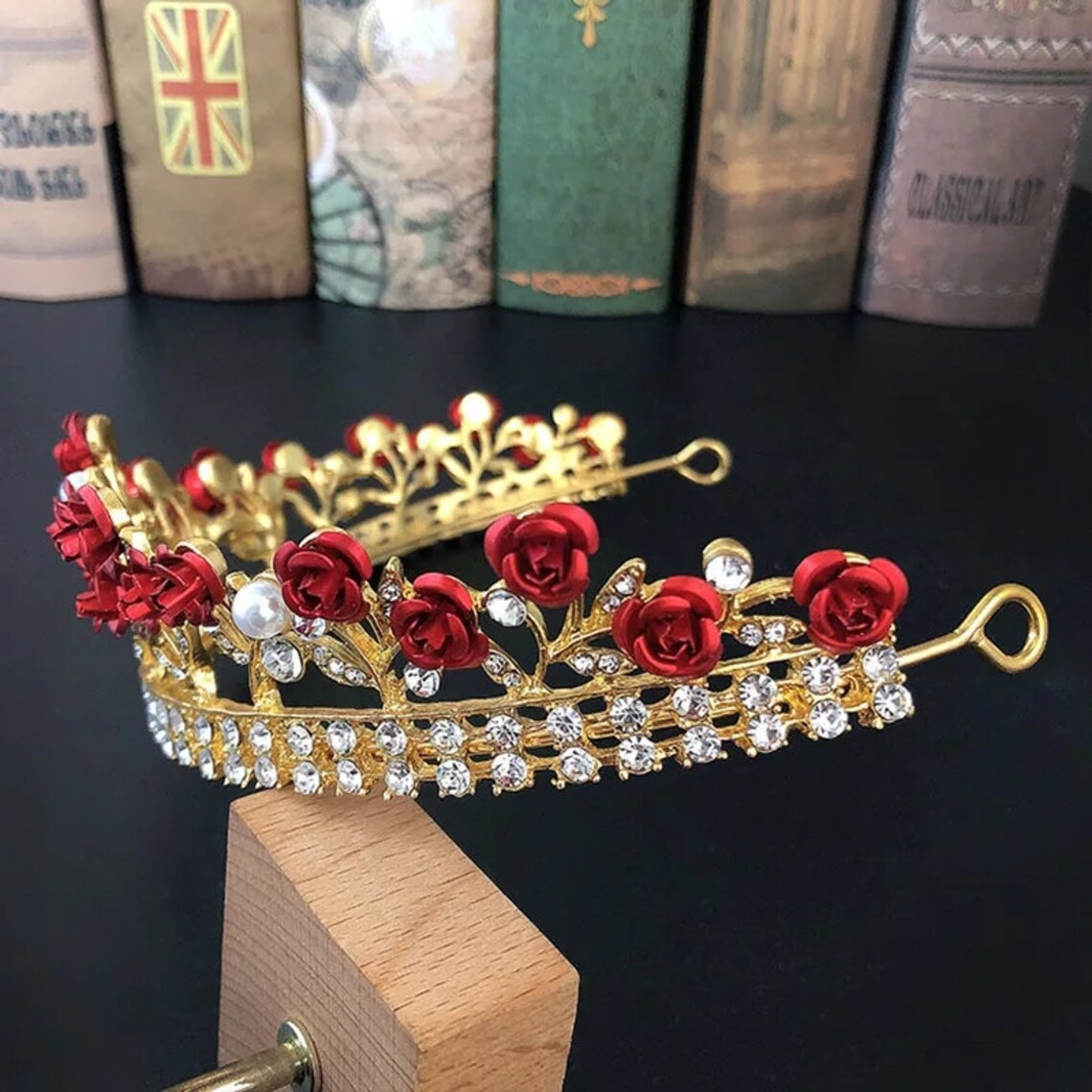 Vintage Pretty Romantic Red Rose Crown Handmade Crystals | Etsy