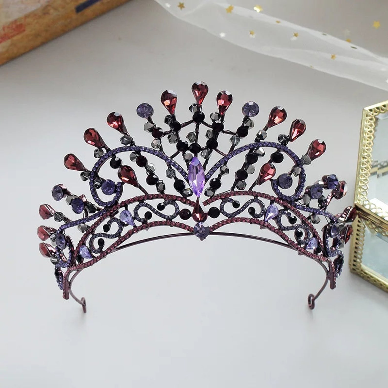 Wedding Crown Baroque Vintage Violet Crystal Wedding Bridal - Etsy