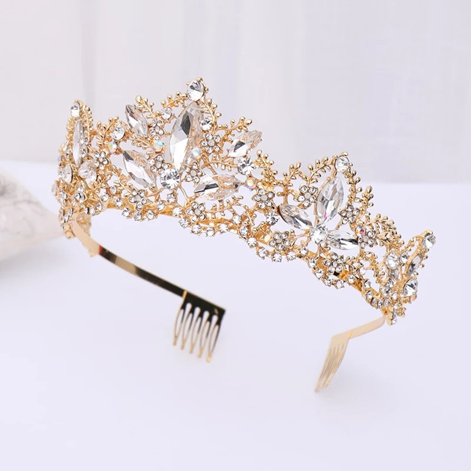 Gold Crystal Crown Crown Princess Tiara Wedding Tiara - Etsy