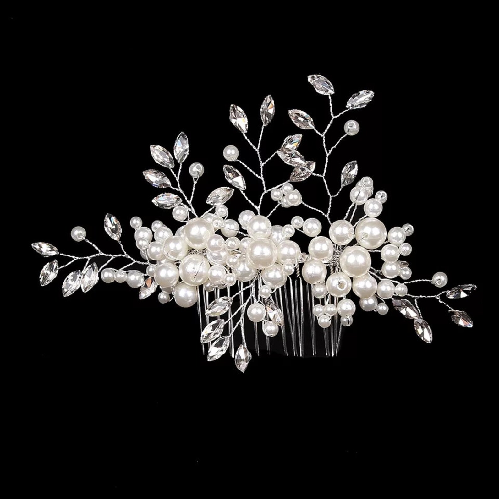 Pearl Crystal Flower Leaf Bridal Hair Comb Tiaras Crowns | Etsy