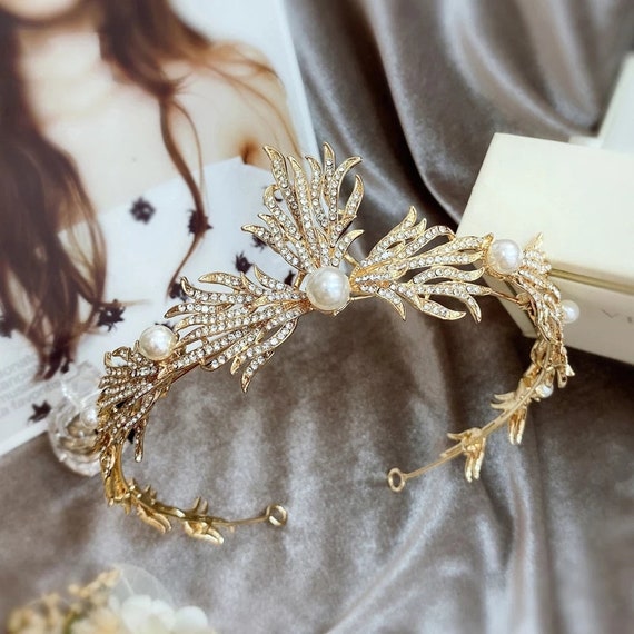 Gold Tiara Gold Rhinestone Tiara Gold Bridal Tiara Princess - Etsy