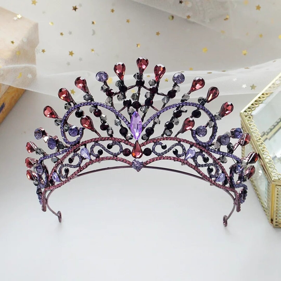 Wedding Crown Baroque Vintage Violet Crystal Wedding Bridal - Etsy