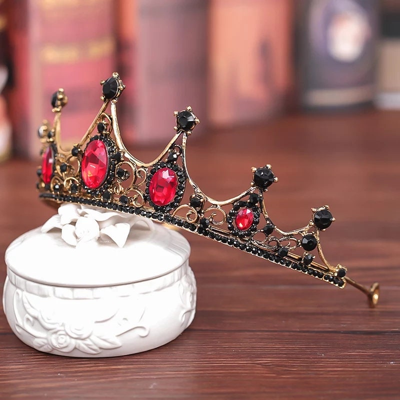 Black Red Rhinestone Wedding Crown Bridal Crown Queen Style - Etsy