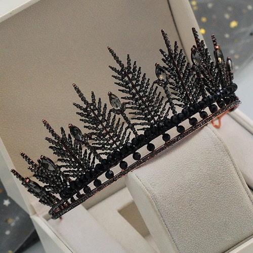 Baroque Bronze Black Green Crystal Bridal Tiaras Crown Vintage Etsy