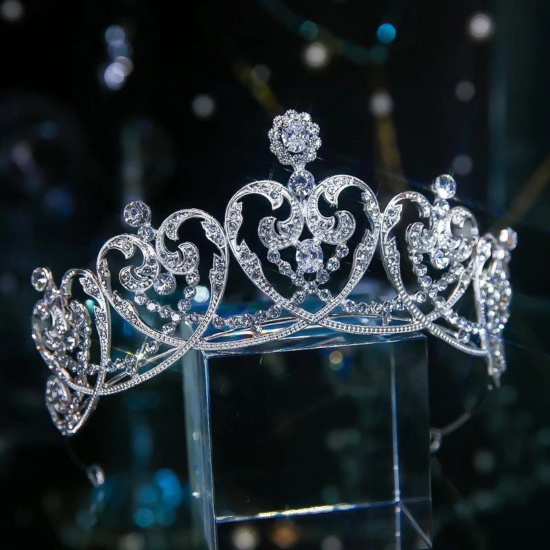 Silver Crown Silver Wedding Tiara//white Crystal Bridal | Etsy
