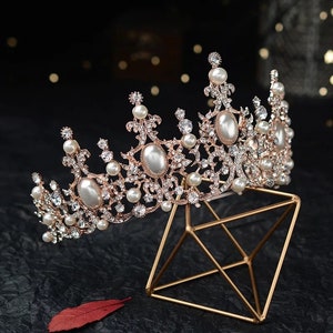 Wedding Crown Baroque Luxury Silver Plated Crystal Pearls Bridal Tiaras ...